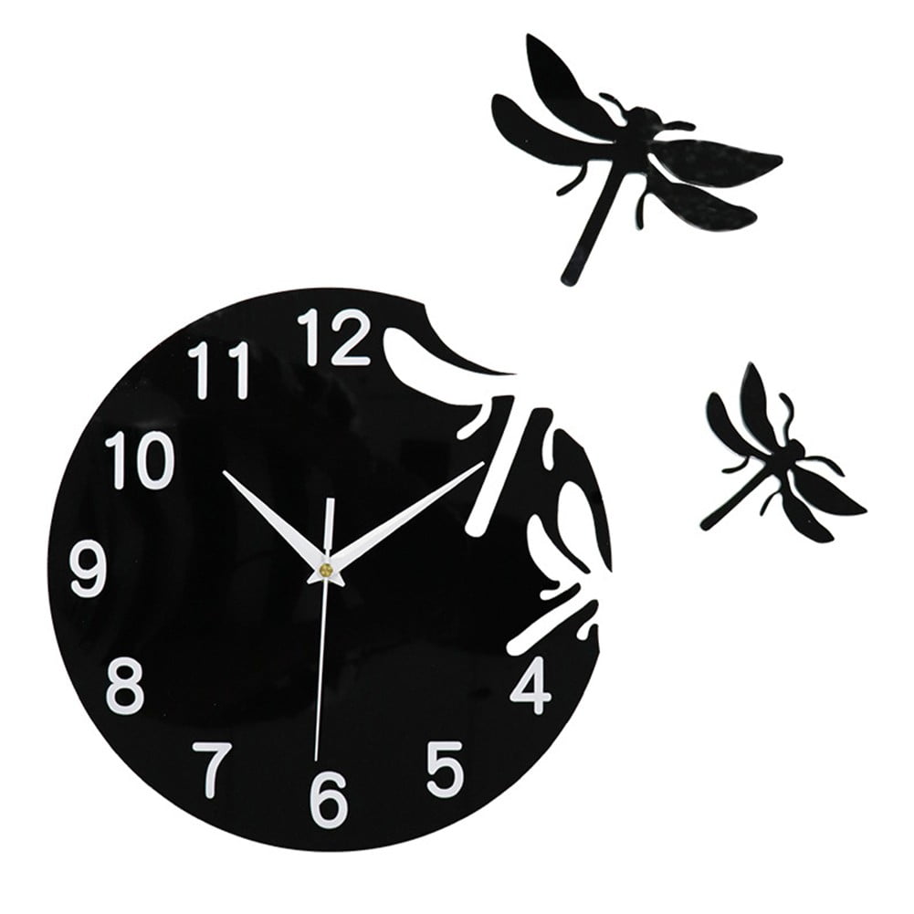 Dragonfly Round Wall Clock, Silent Non Ticking Clock Decorative for ...