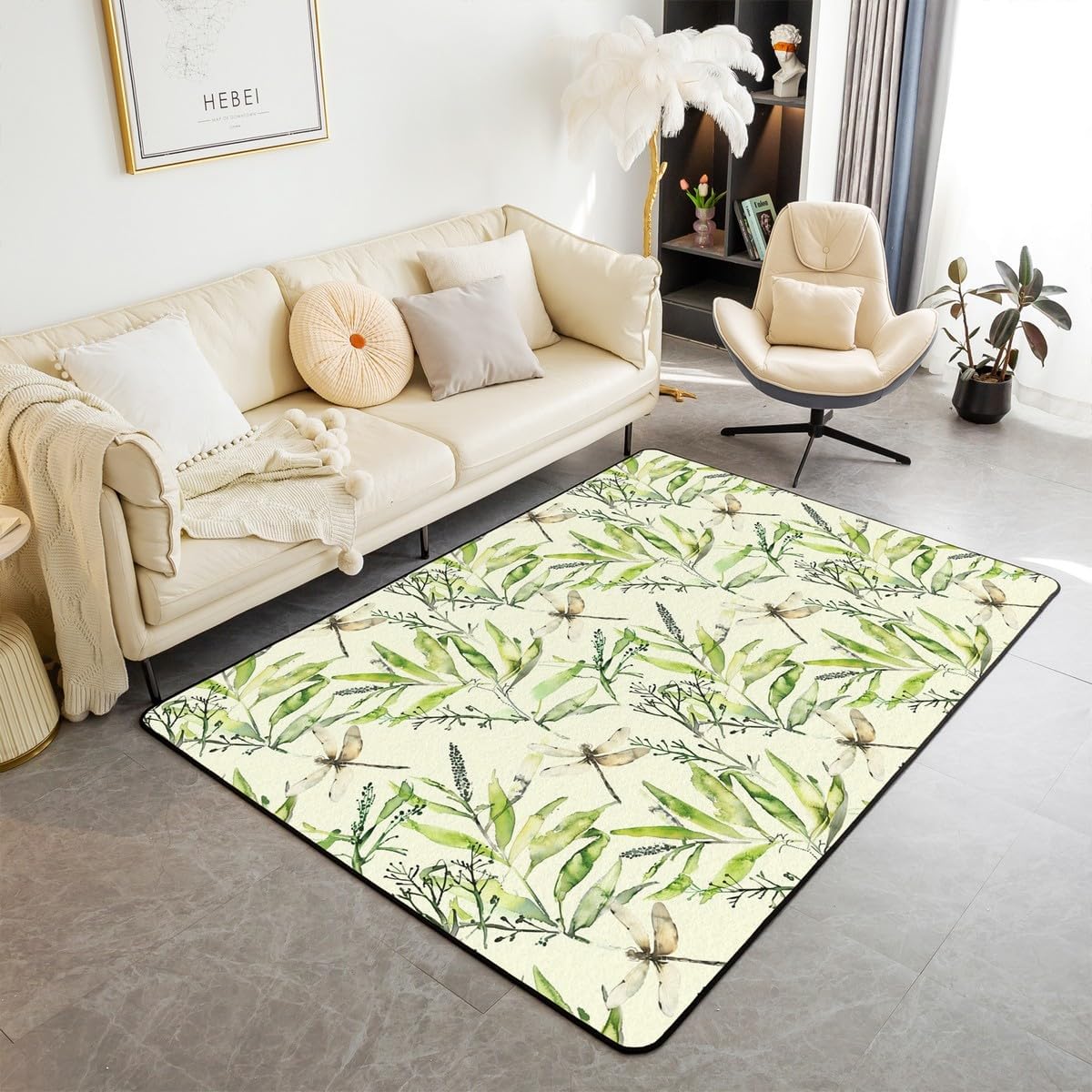 Dragonfly Rug Green Graffiti Flying Animal Decor Area Rug For Girls ...