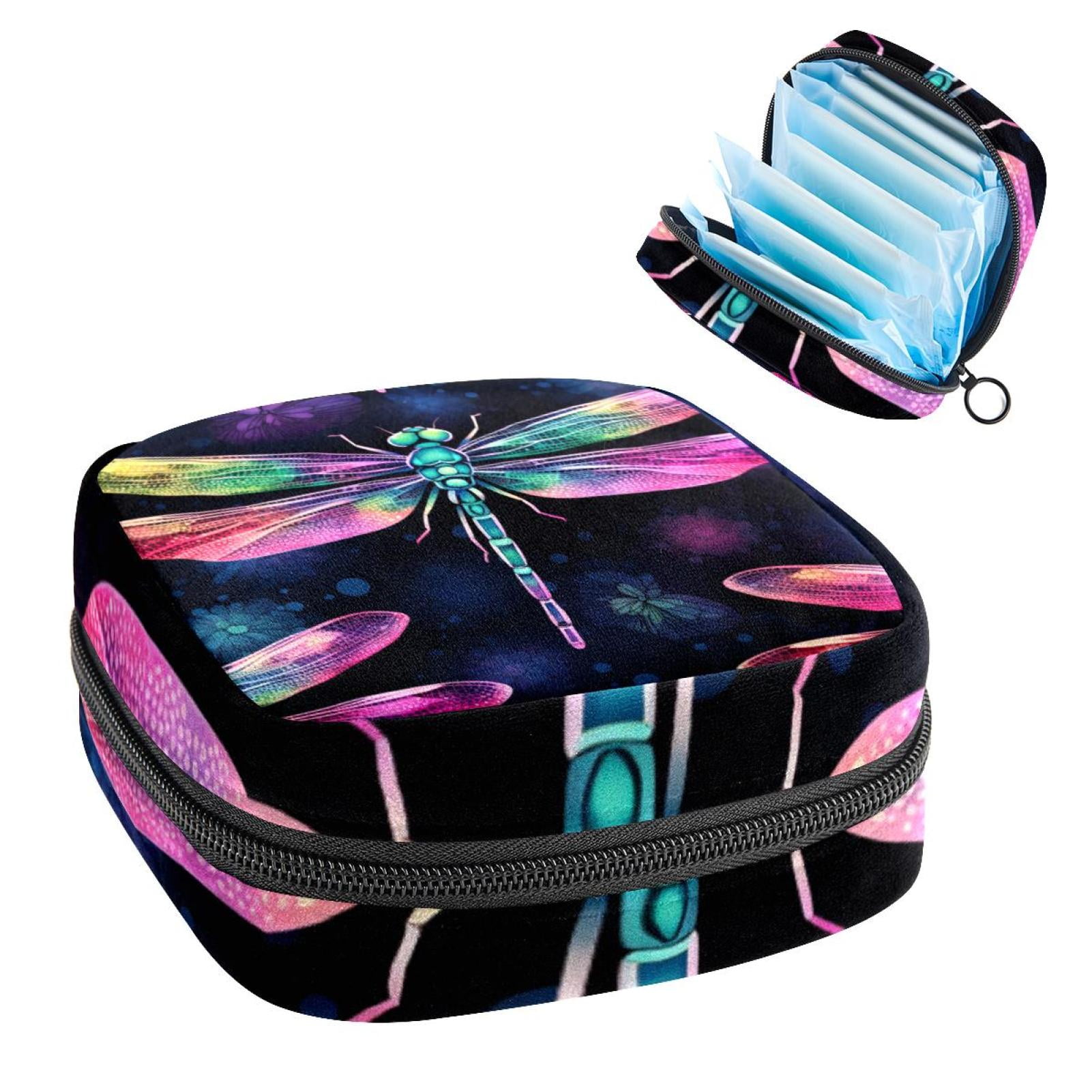 Dragonfly Sanitary Napkin Bag Pouch with Zipper, Period Purse Large ...