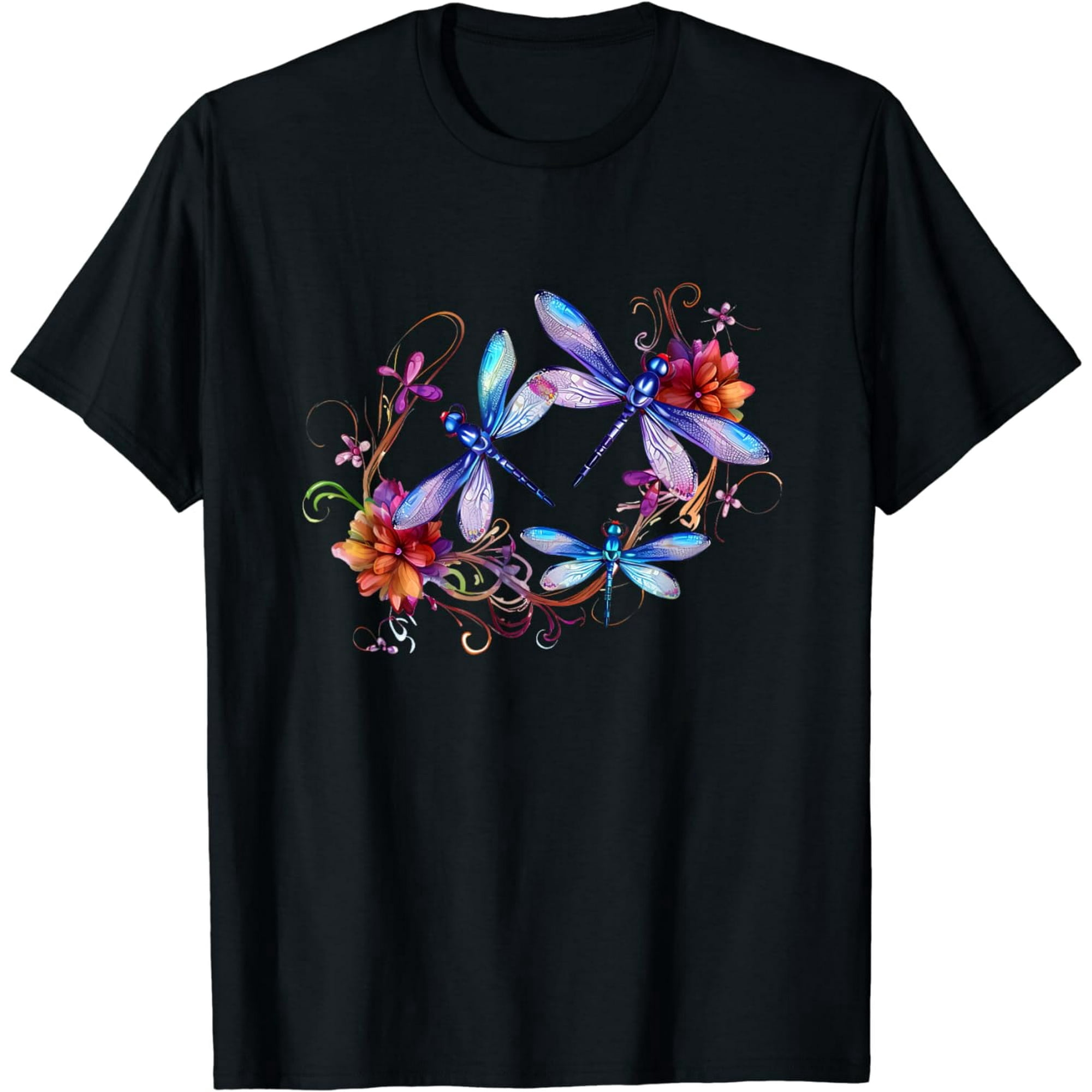 Dragonfly Shirts For Women Chakra Color Flower Dragonflies T-Shirt ...