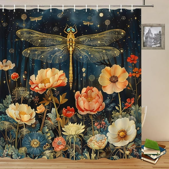 Dragonfly Shower Curtains Spring Floral Plant Outdoor Night View Wild ...