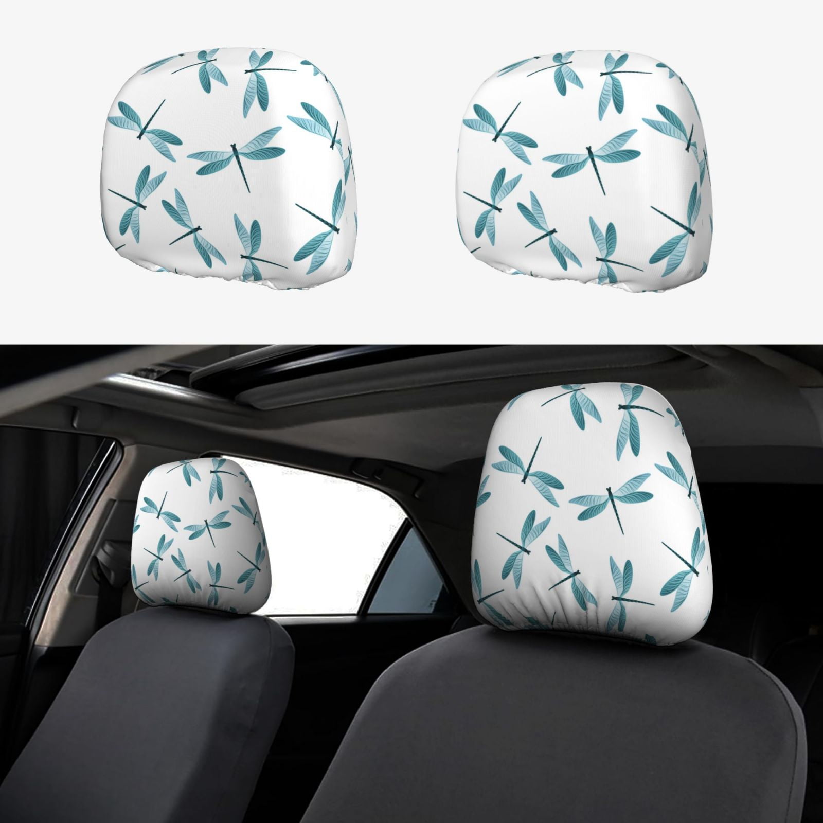 Dragonfly Simplicity Headrest Cover for Cars, 2Pack Car Headrest Cover ...