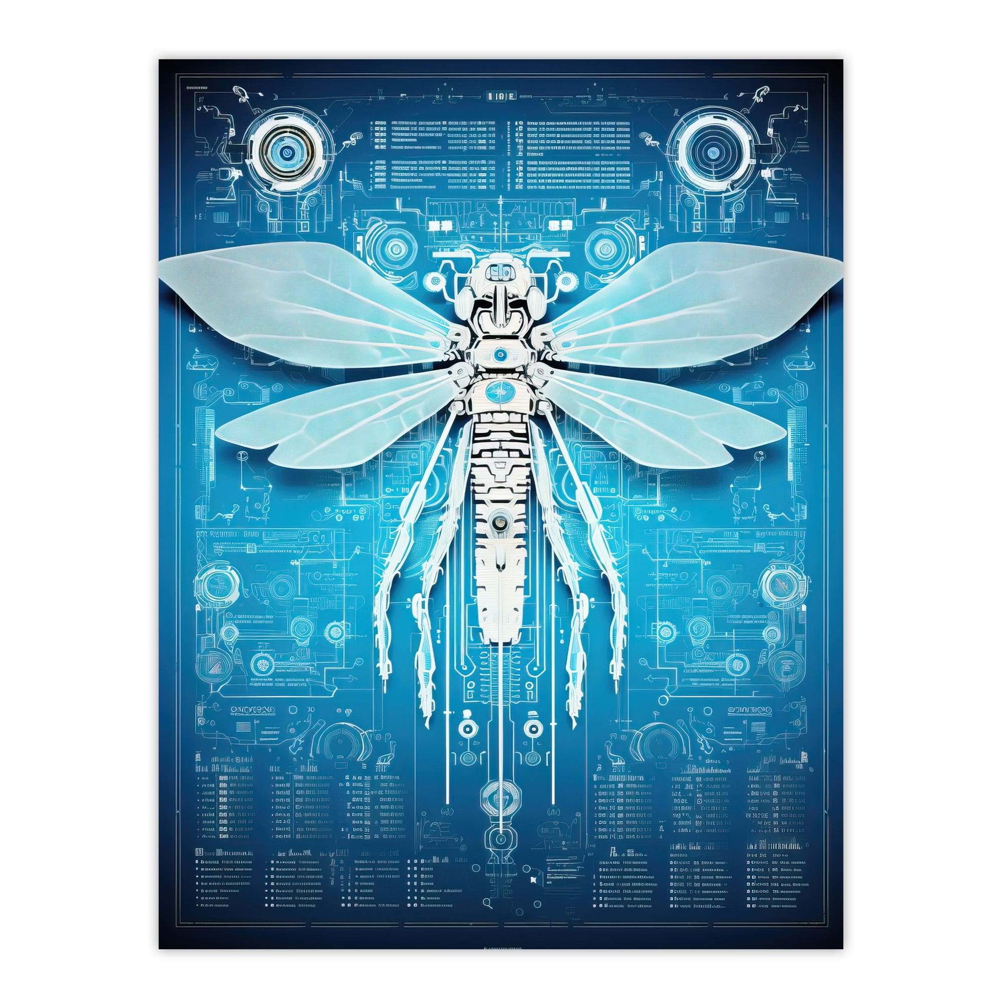 Dragonfly Spy Robot Hybrid Schematic Blueprint Futuristic Secret ...