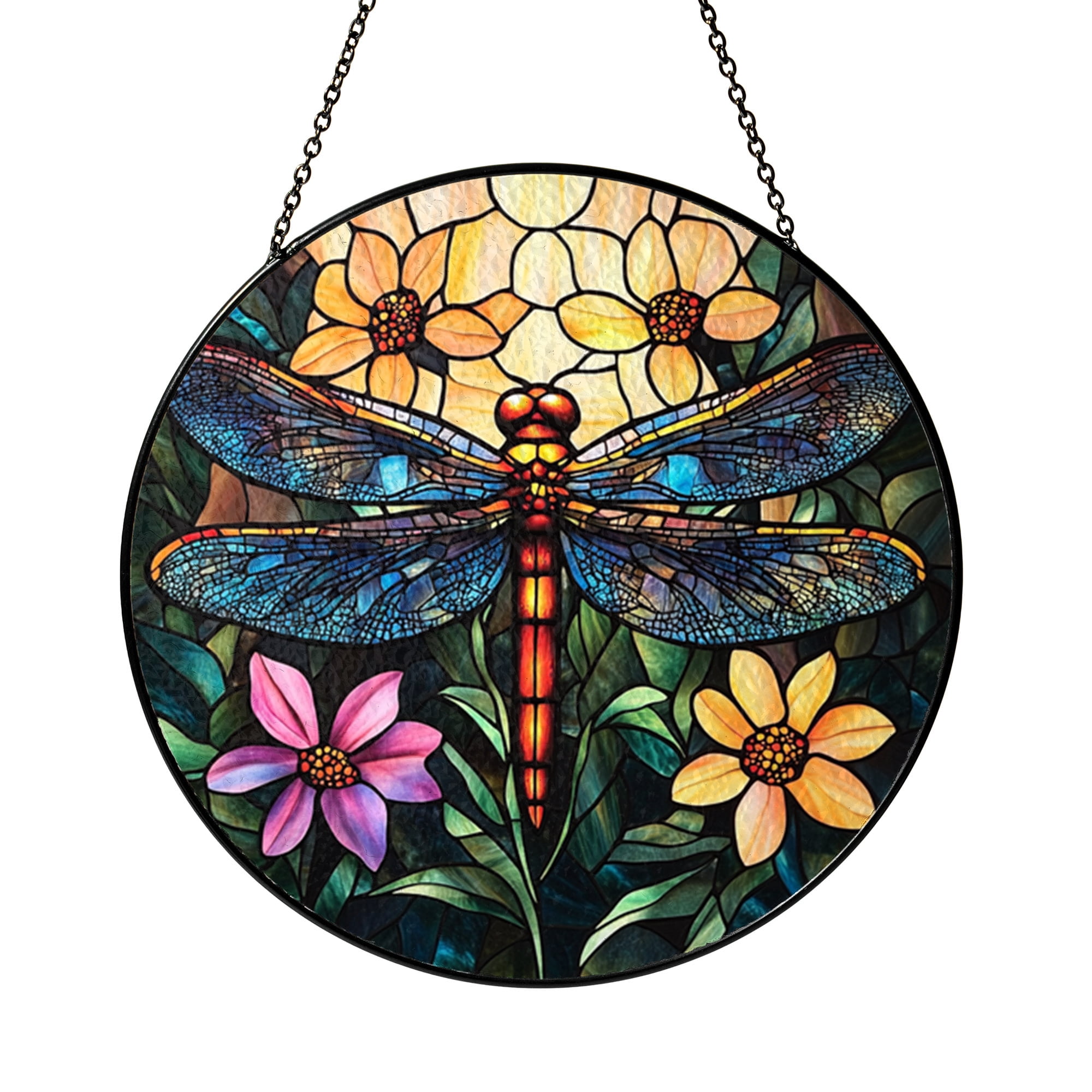 Dragonfly Stained Glass Style Suncatcher – Garden Window Decor ...