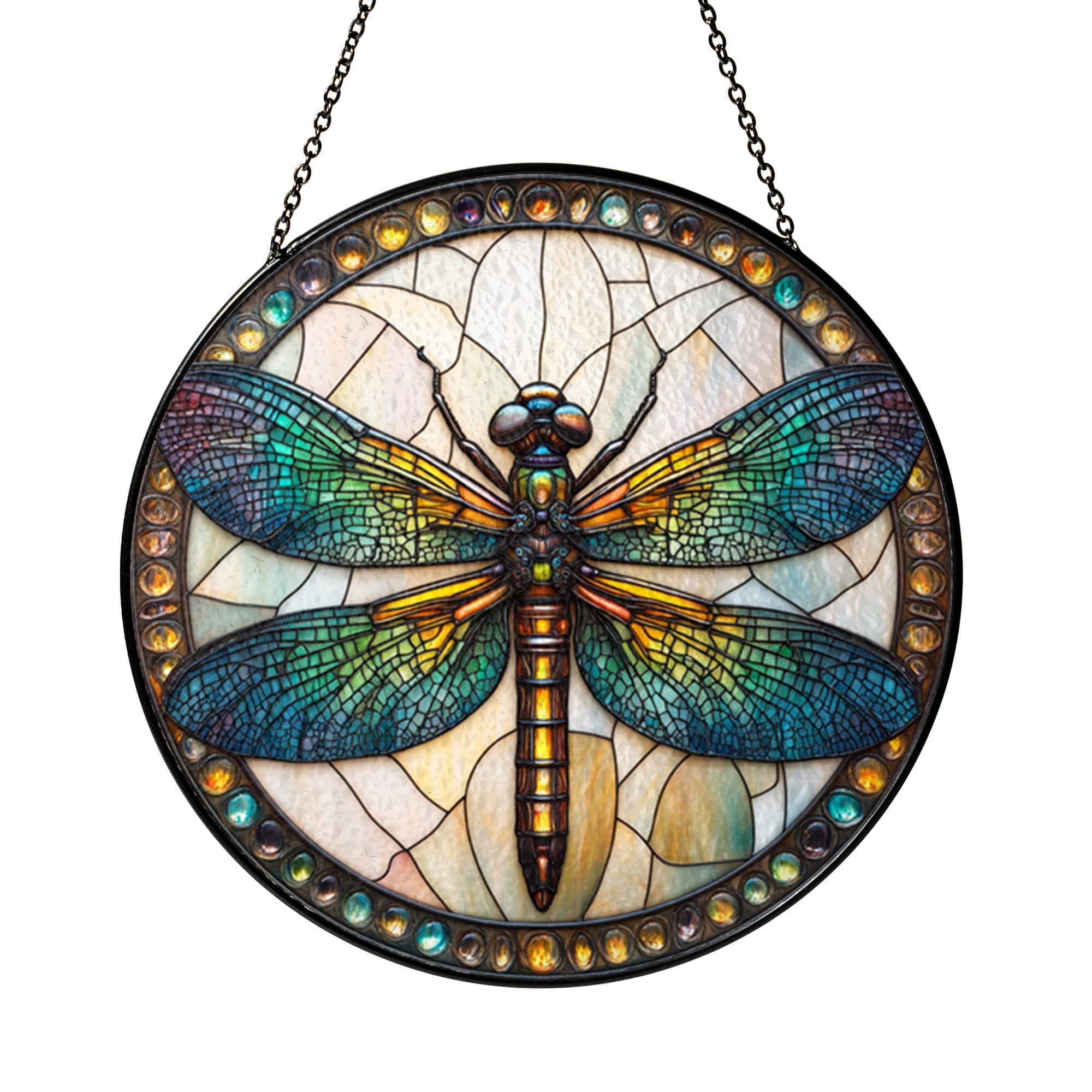 Dragonfly Stained Glass Style Window Suncatcher – Garden Decor ...
