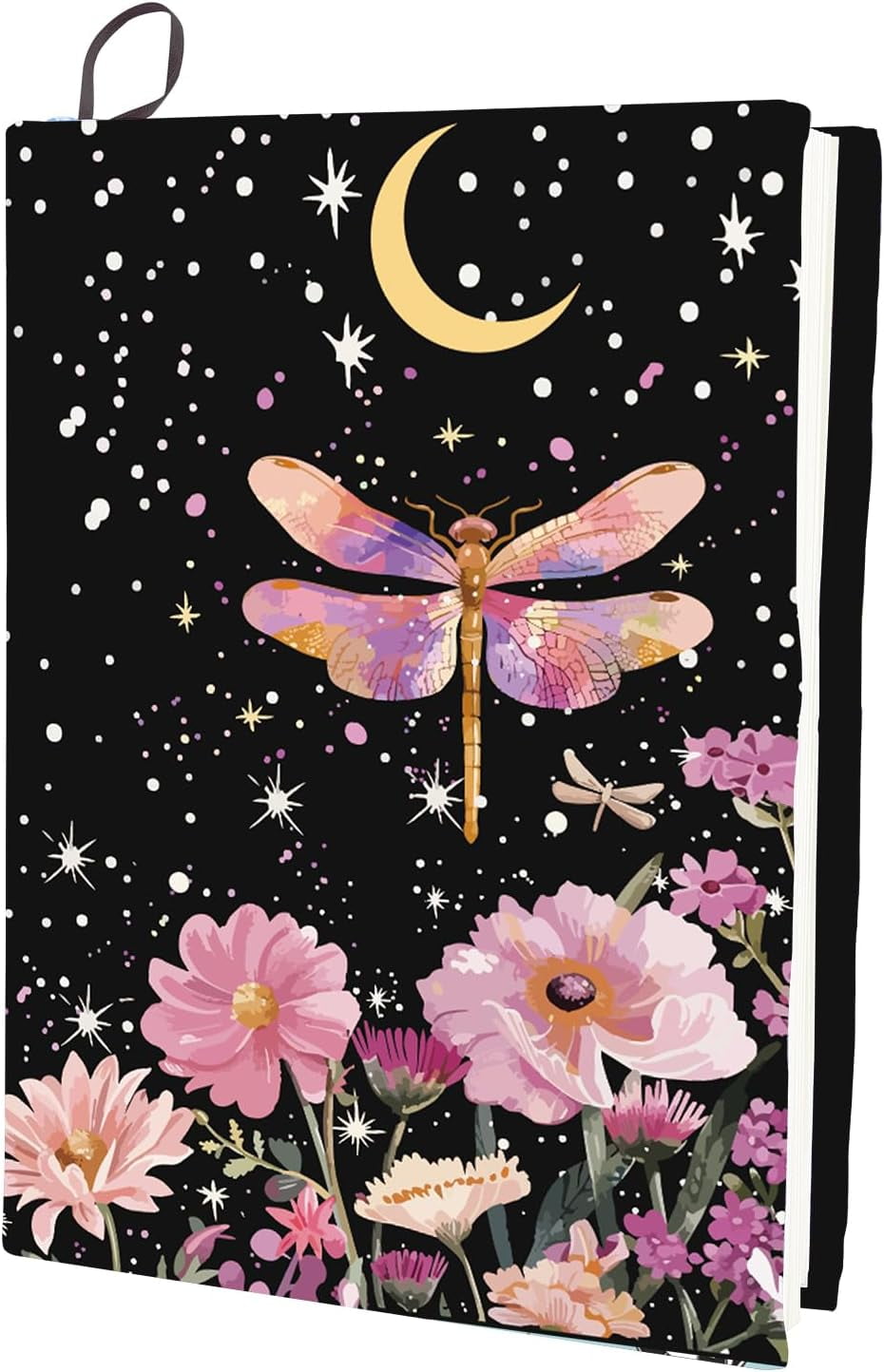 Dragonfly Stretchable Book Cover Moon Flower Washable Reusable Large ...
