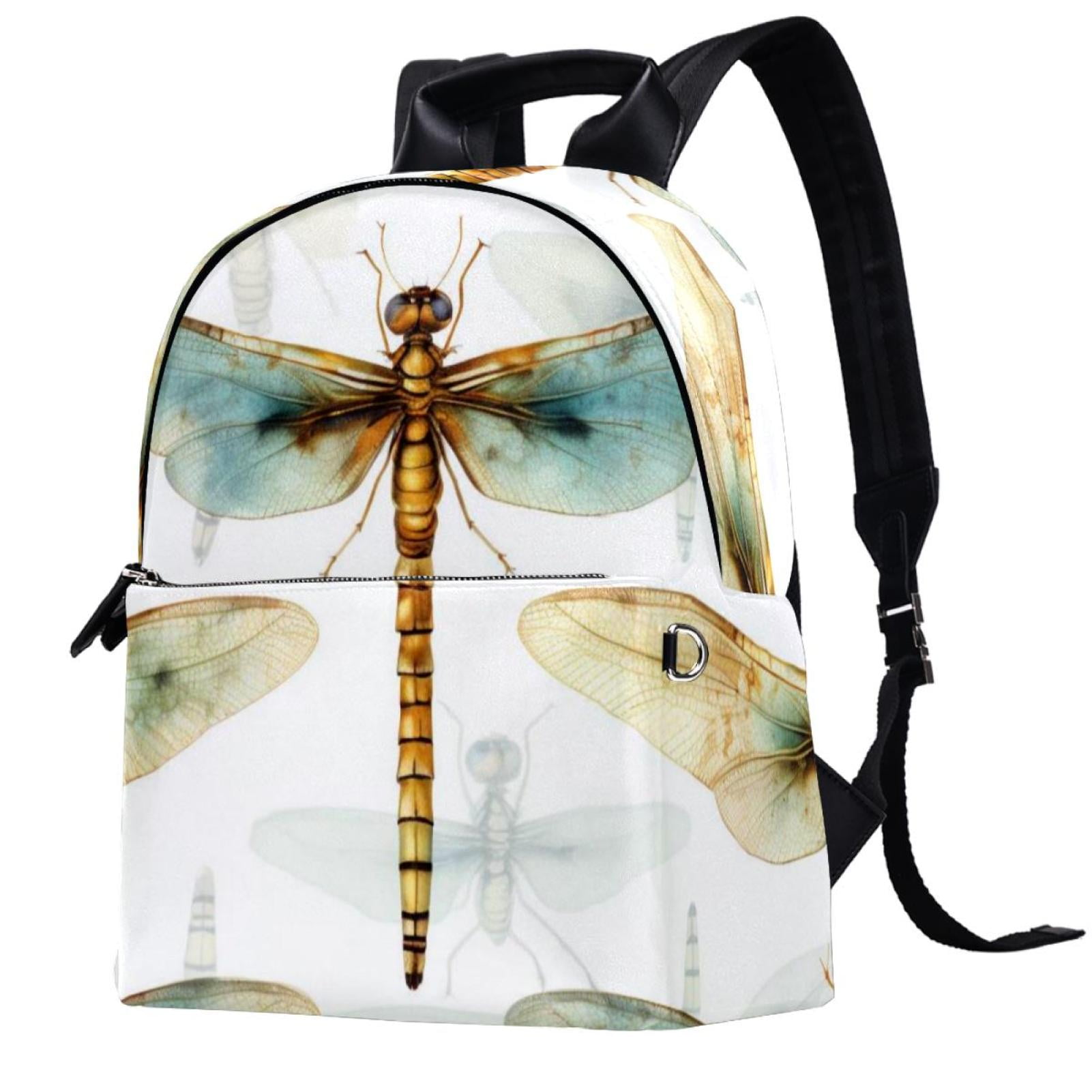 Dragonfly Stylish Leather Work Backpack for Men Women Teens, Adjustable ...