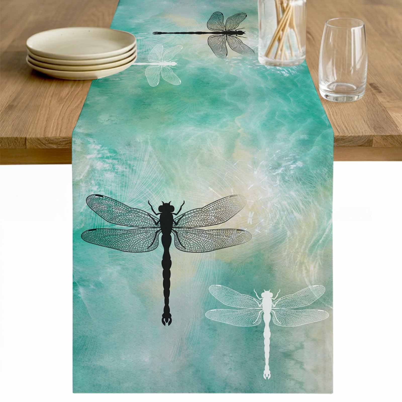 Dragonfly Table Runner 108 Inches Long Farmhouse Dress Scarves, Modern ...