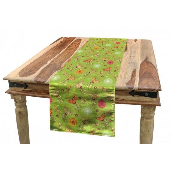 Dragonfly Table Runner, Bluebell Flower Motifs with Peony Funky ...
