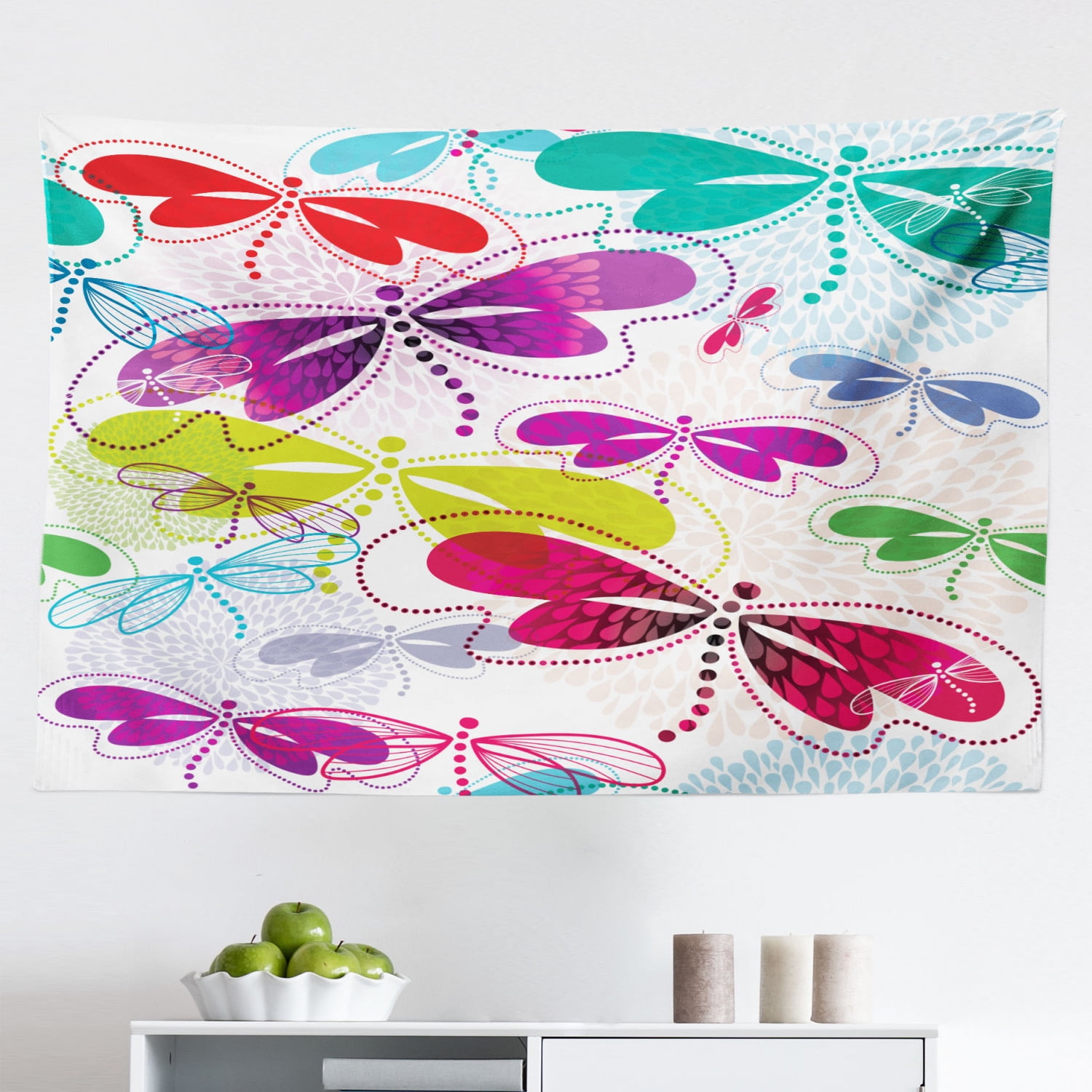 Dragonfly Tapestry, Butterfly Dragonfly Paisley Complex Motifs with ...