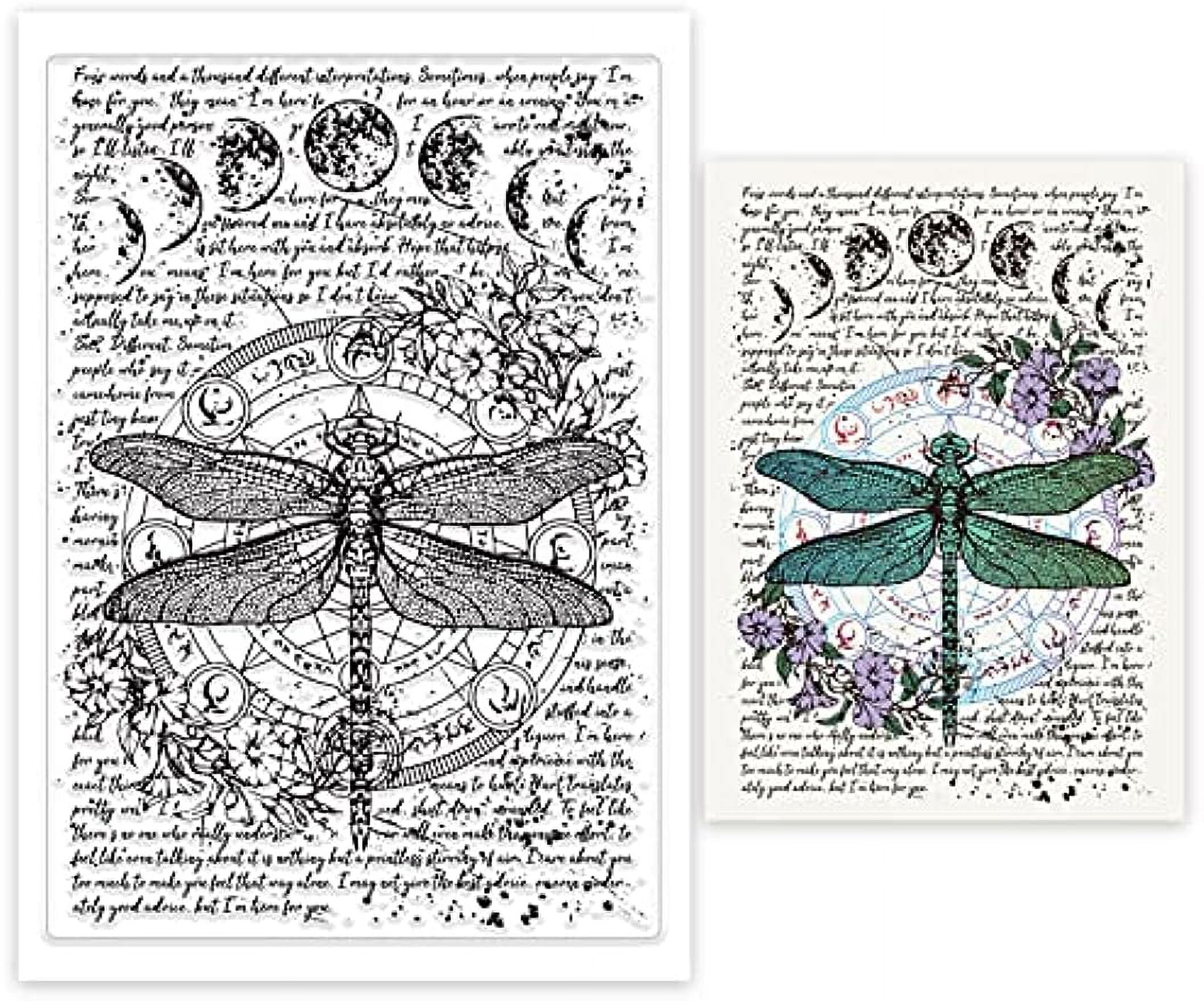 Dragonfly Text Background Clear Stamps for DIY Scrapbooking Moon Phase ...