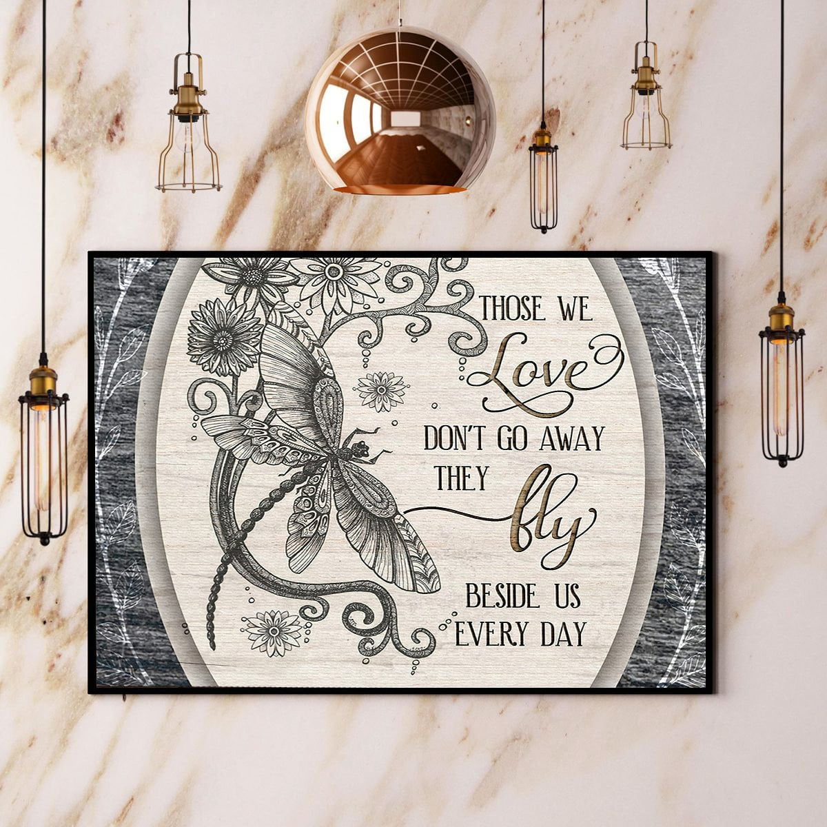 Dragonfly Those We Love Don'T Go Away Dragonfly Floral Horizontal Paper ...