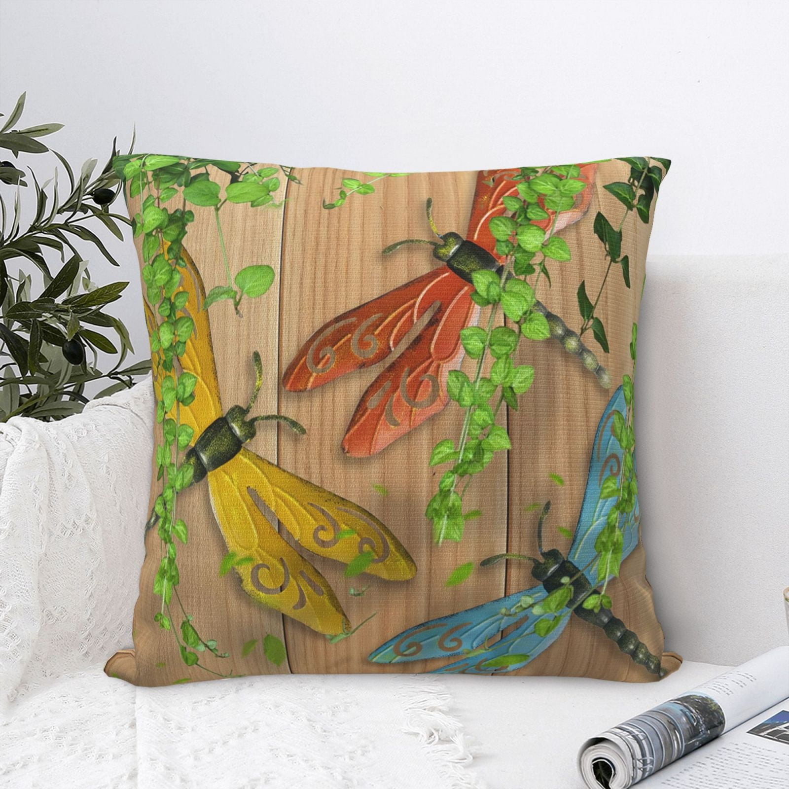 Dragonfly Throw Pillow Covers Sofa Rustic Home Decor For Living Room ...