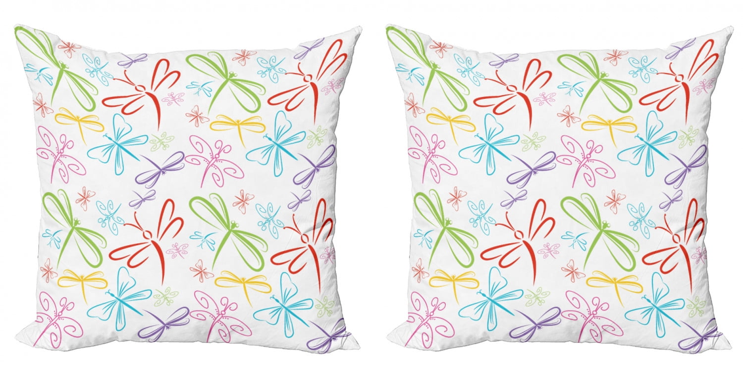 Ambesonne Dragonfly Throw Pillow Cover 2 Pack, Insects Wings, 20 ...