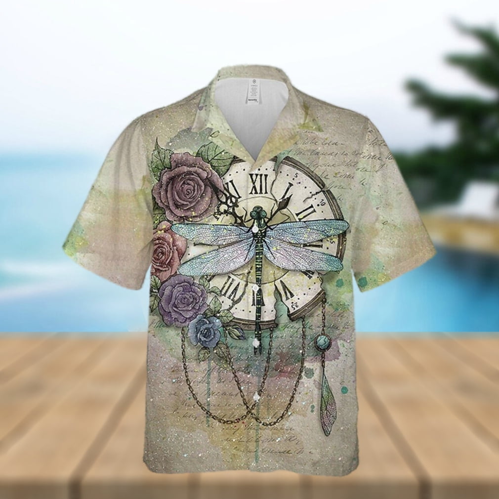 Dragonfly Time Flies Theme 3D Print Unisex Hawaiian Shirt - Walmart.com