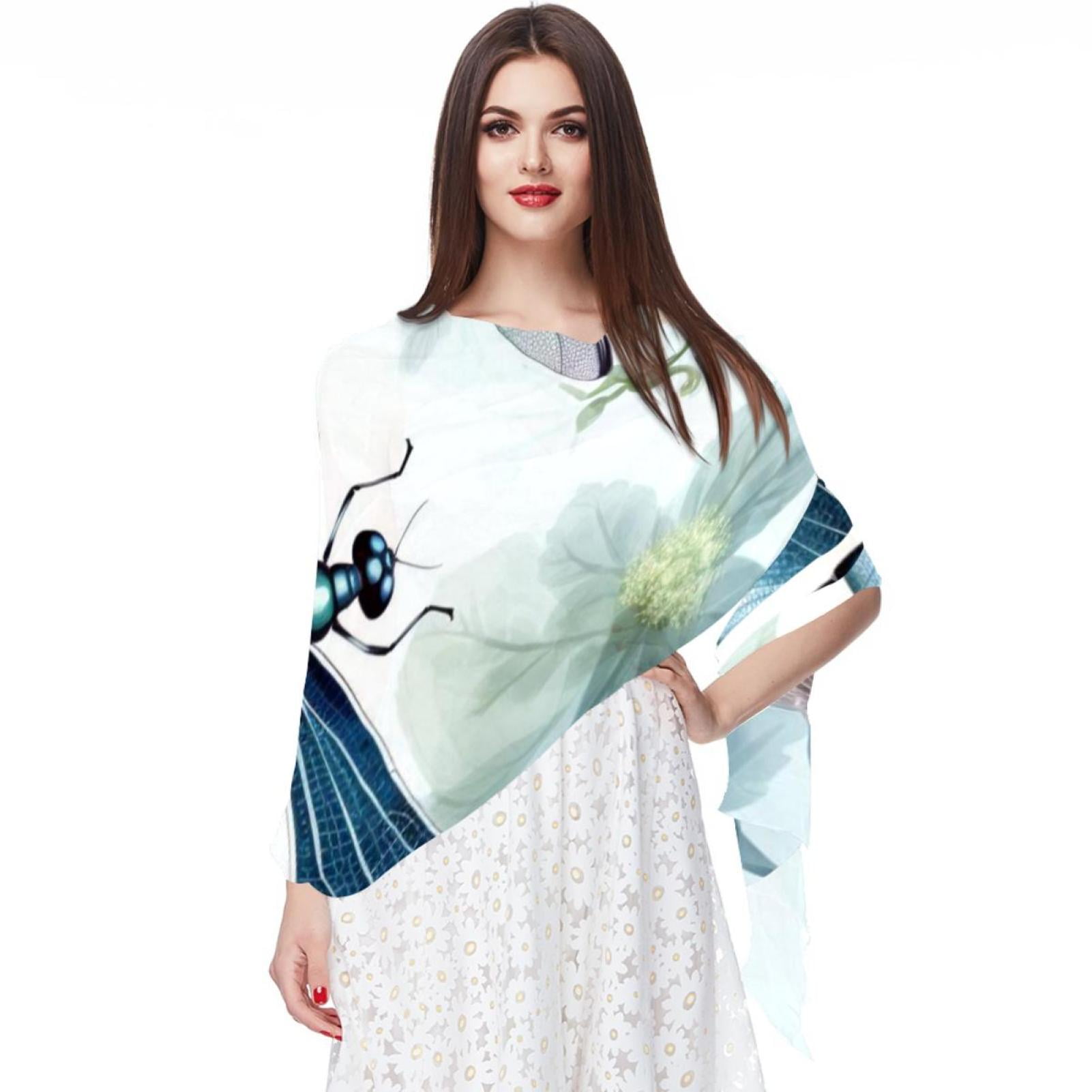 Dragonfly Translucent Chiffon Yarn Silk Scarf - Light Breathable ...