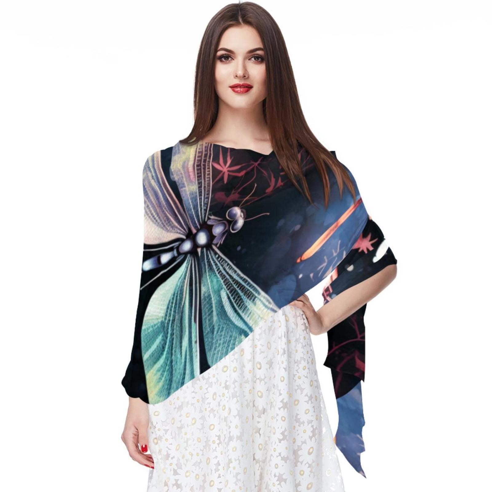 Dragonfly Translucent Light and Breathable Chiffon Silk Scarf 70.86x28 ...