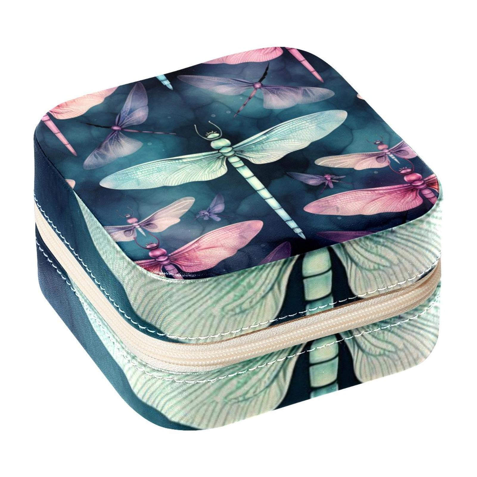 Dragonfly Travel-Portable Square Jewelry Organizer Storage Box - Rings ...