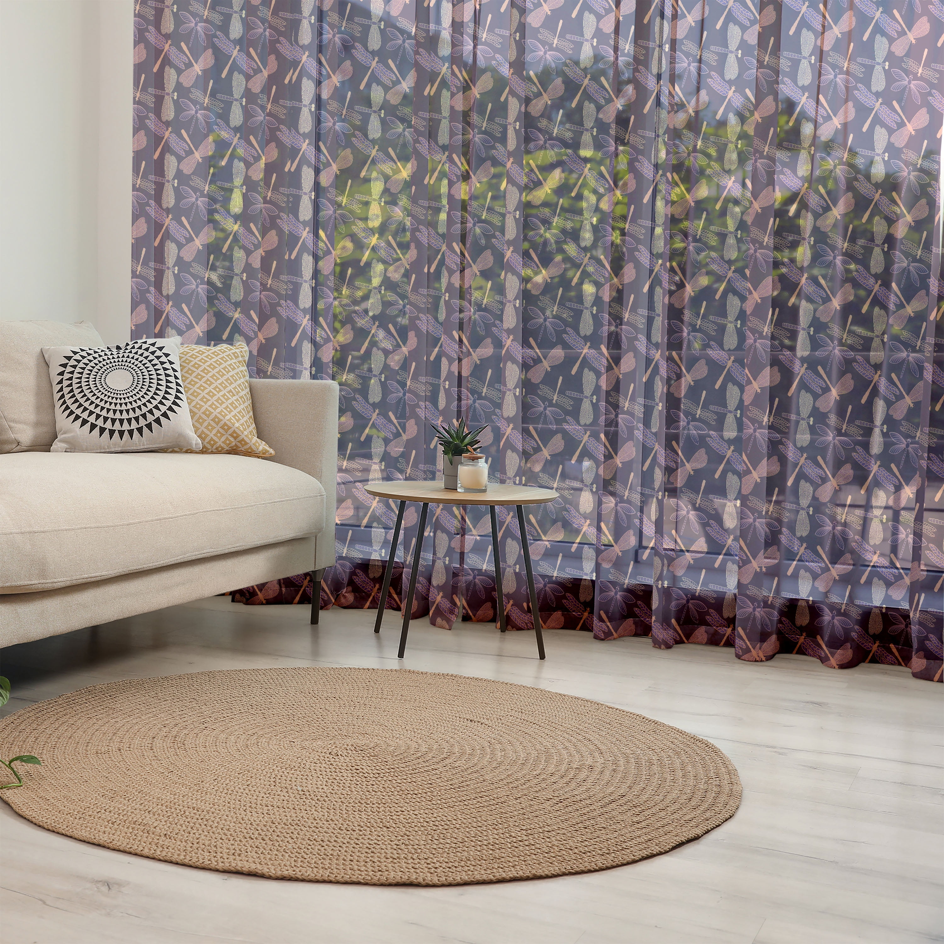 Dragonfly Tulle Curtains with Rod Pocket, Girly Feminine Design with ...