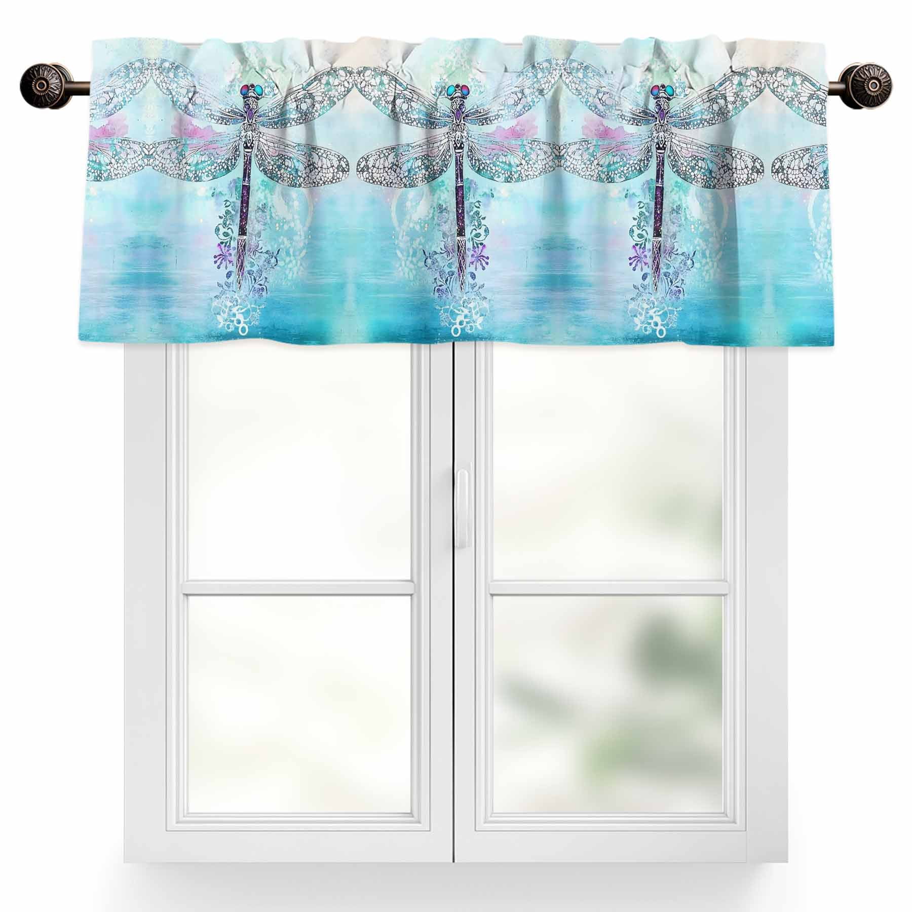 Dragonfly Valances for Windows, 42 x 18in, Watercolor Dragonfly Wings ...
