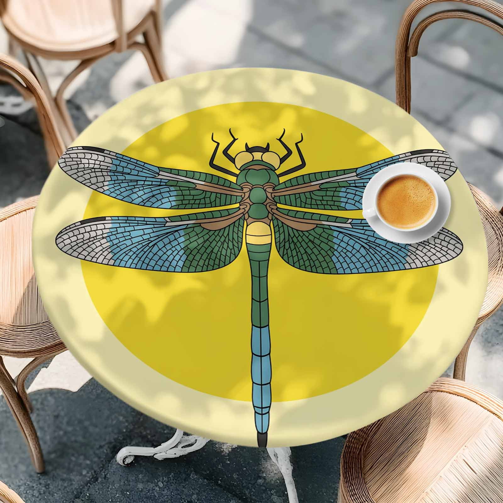 Dragonfly Vintage Medieval Round Fitted Tablecloth with Elastic Edge ...