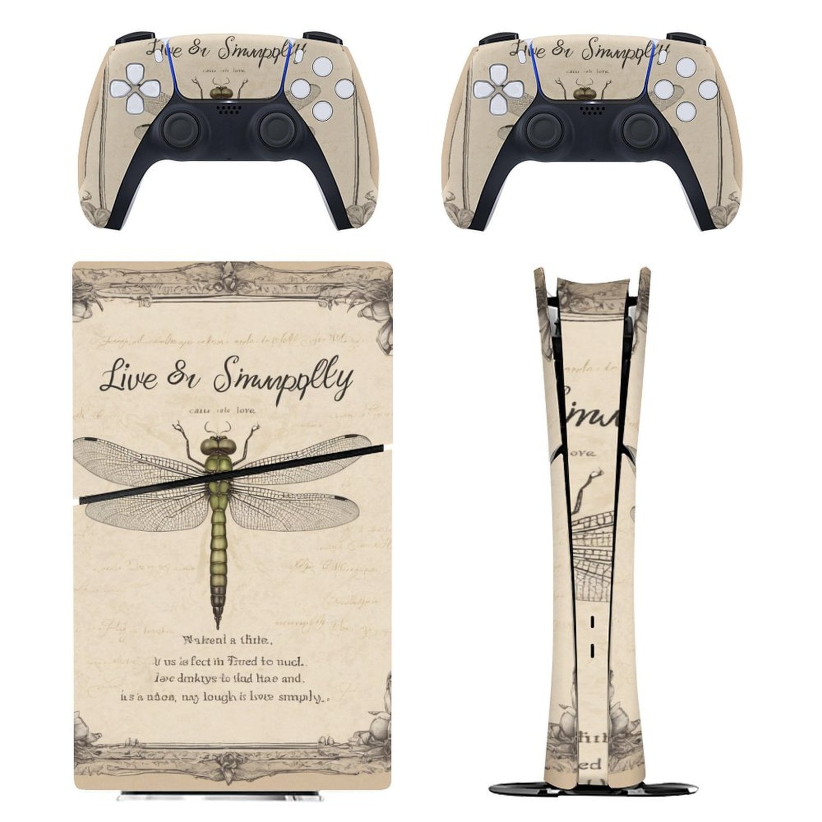 Dragonfly Vintage Motto Console Skin Bundle for PS5 Pro Slim Disc ...