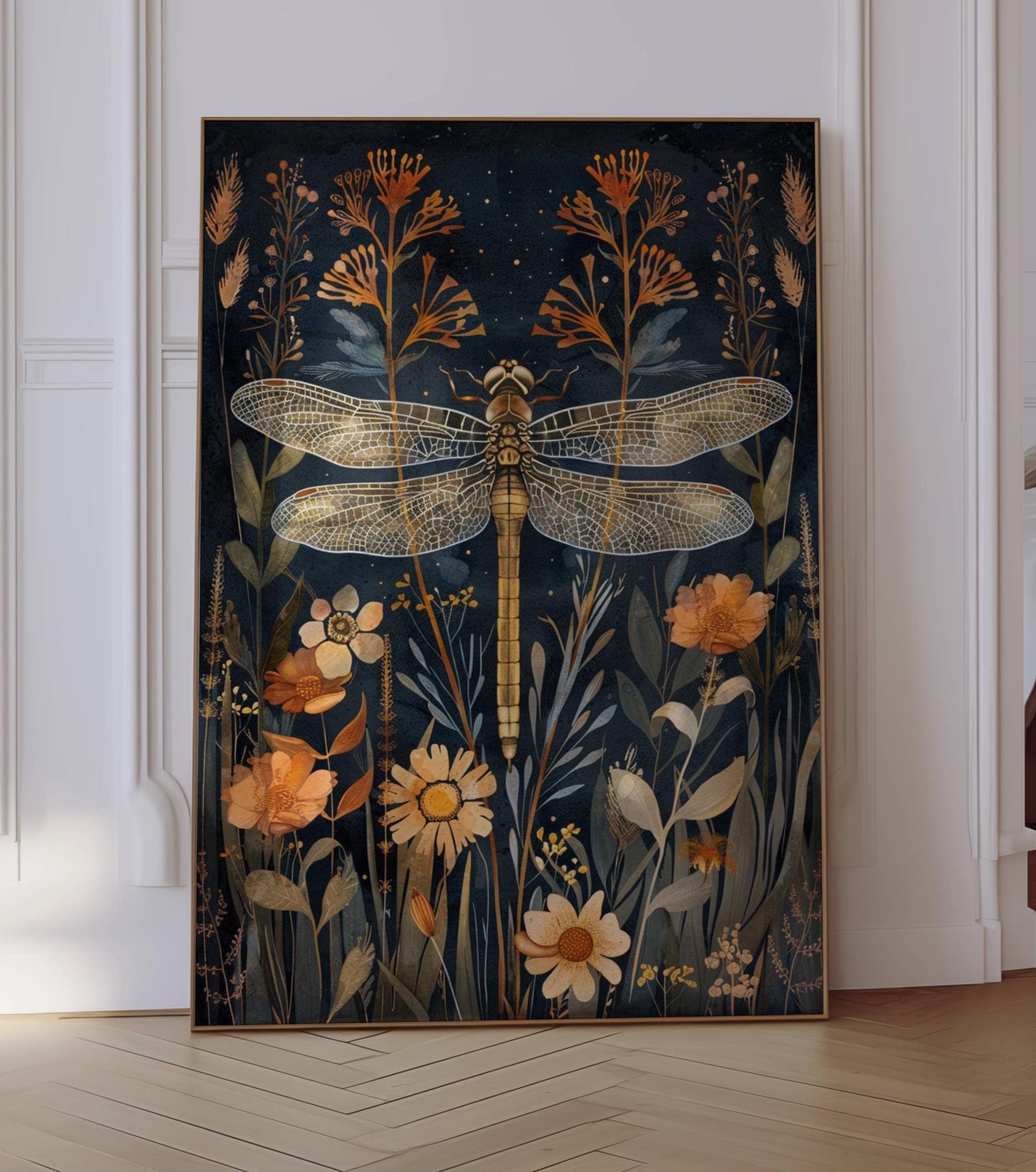 Dragonfly Wall Art, Moody Wall Art, Dragonfly Print, William Morris ...