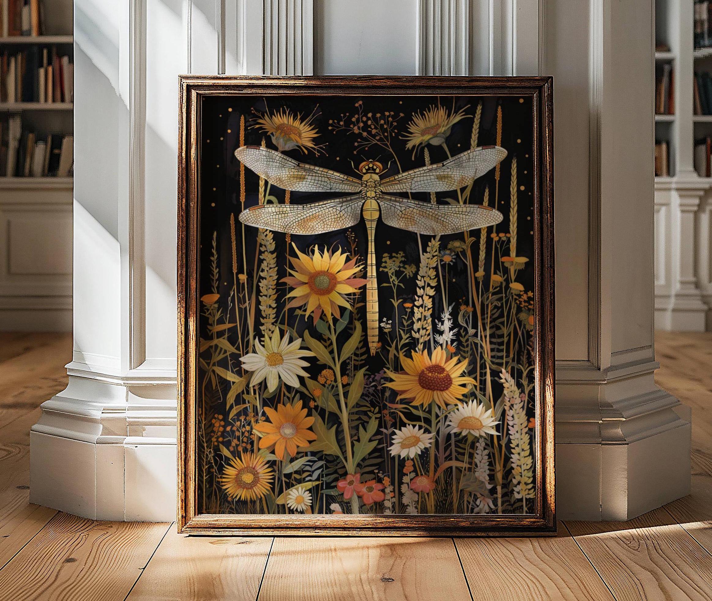 Dragonfly Wall Art, Moody Wall Art, Dragonfly Print, William Morris ...