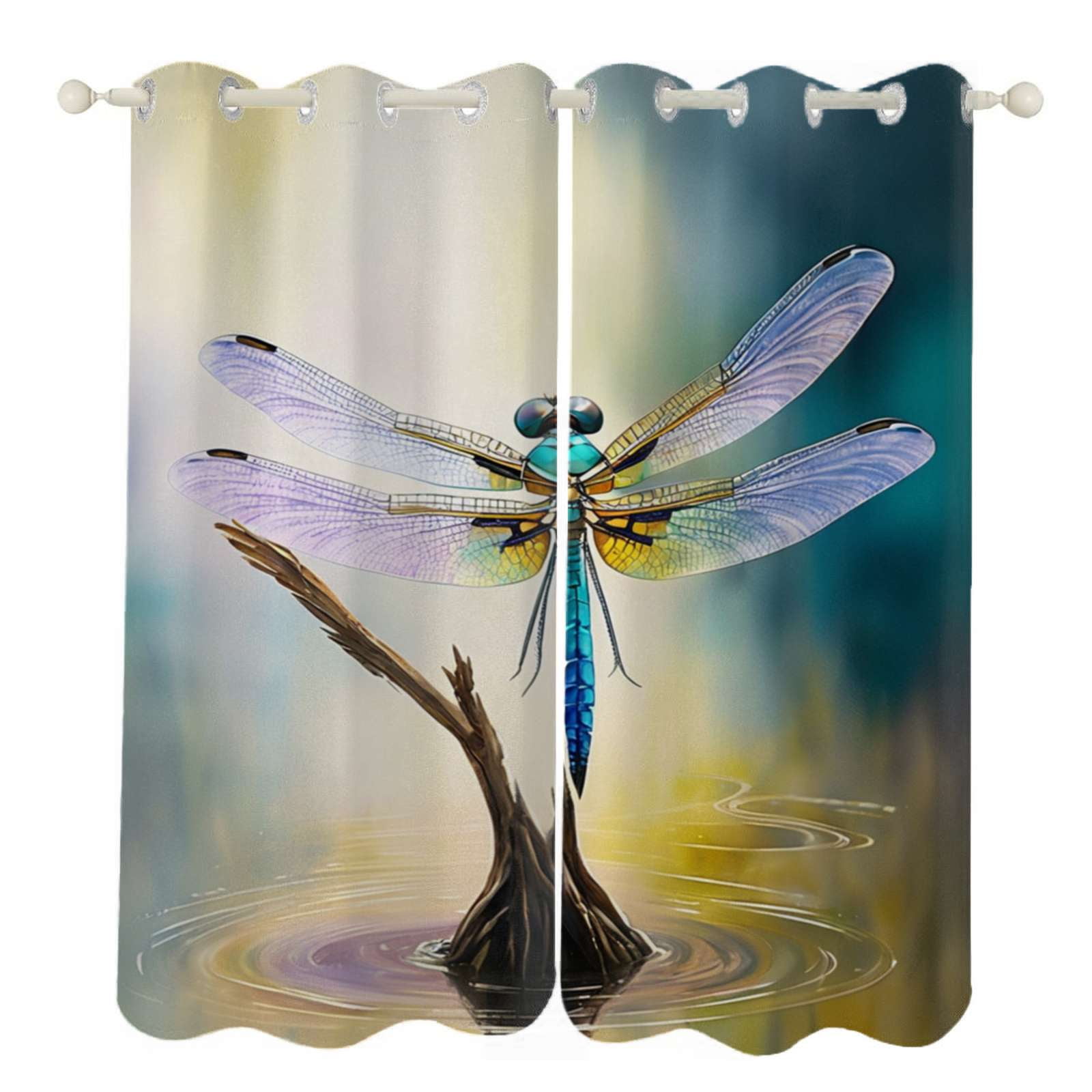Dragonfly Water Reflection Art Sunshade Curtains Home Bedroom Living ...