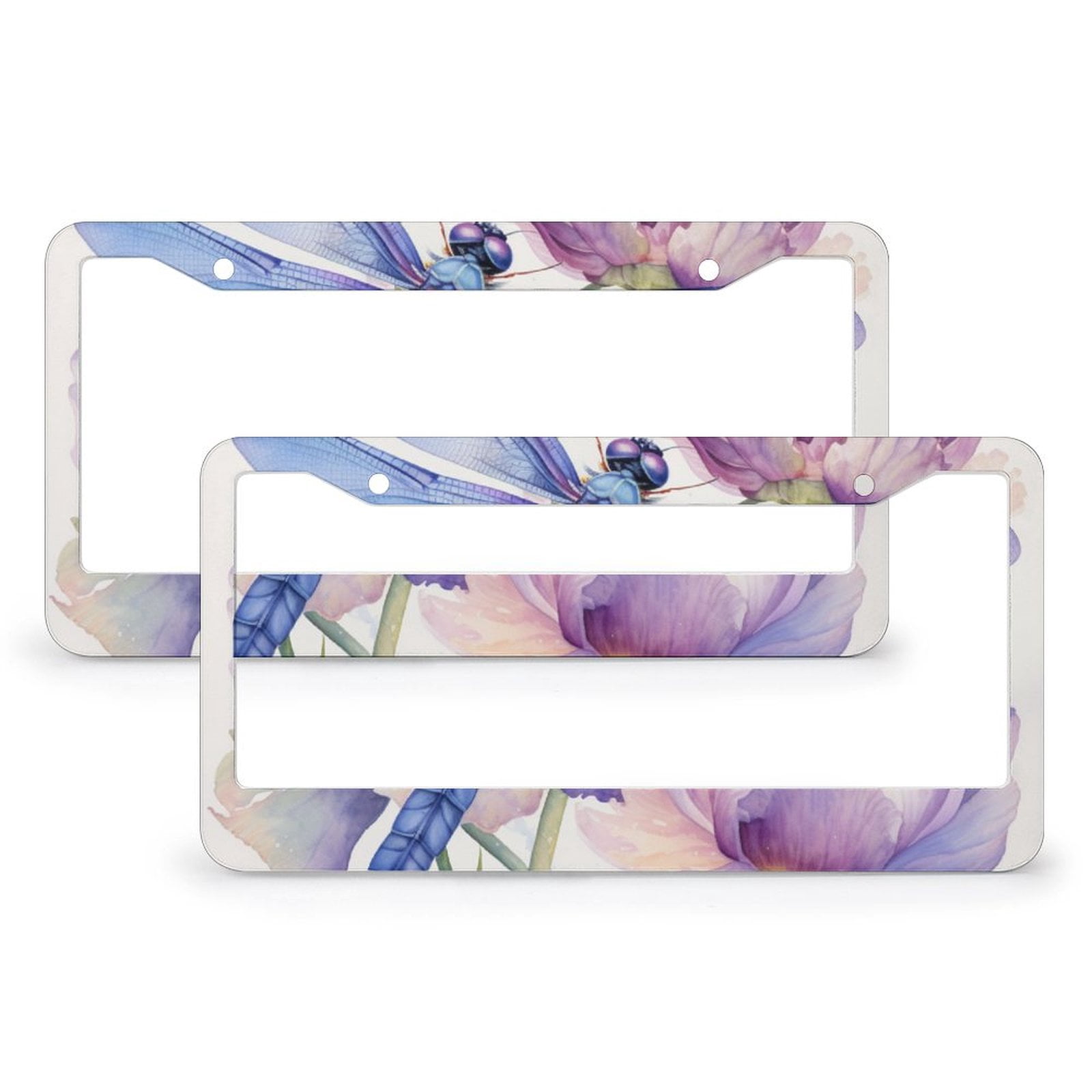 Dragonfly Watercolor Art License Plate Frame 2 Pieces Vintage French ...