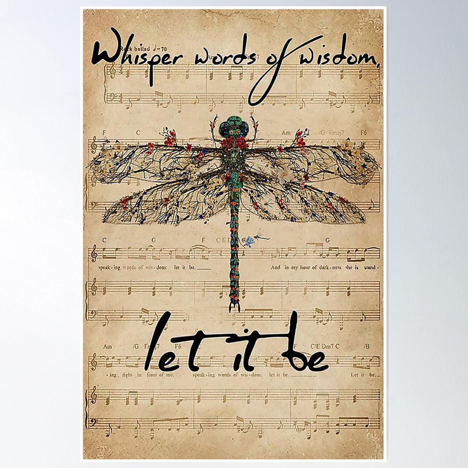 Dragonfly Whisper Words Of Wisdom Let It Be Poster Wall Art, Modern ...
