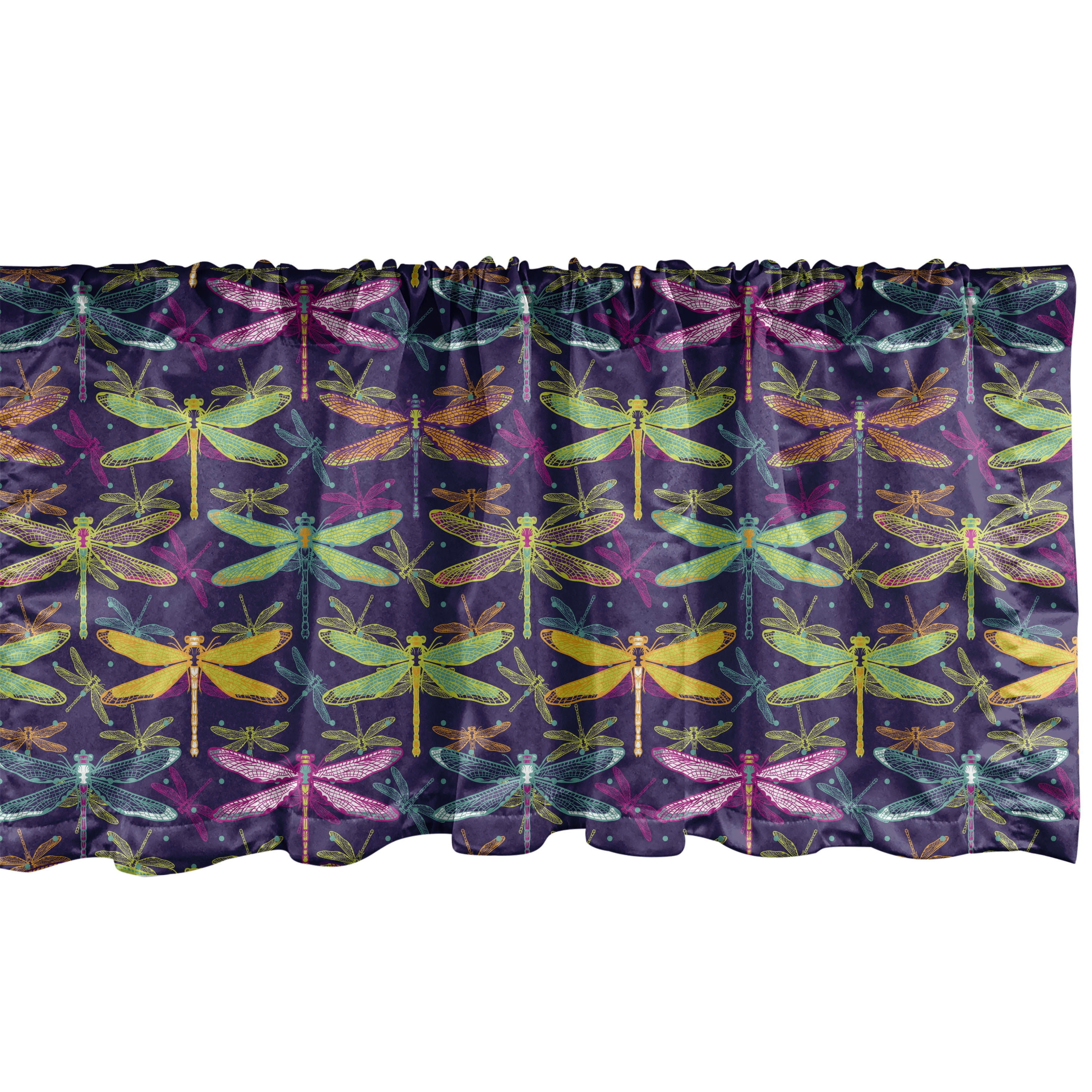 Dragonfly Window Valance Pack of 2, Colorful Spring Season Insectsest ...