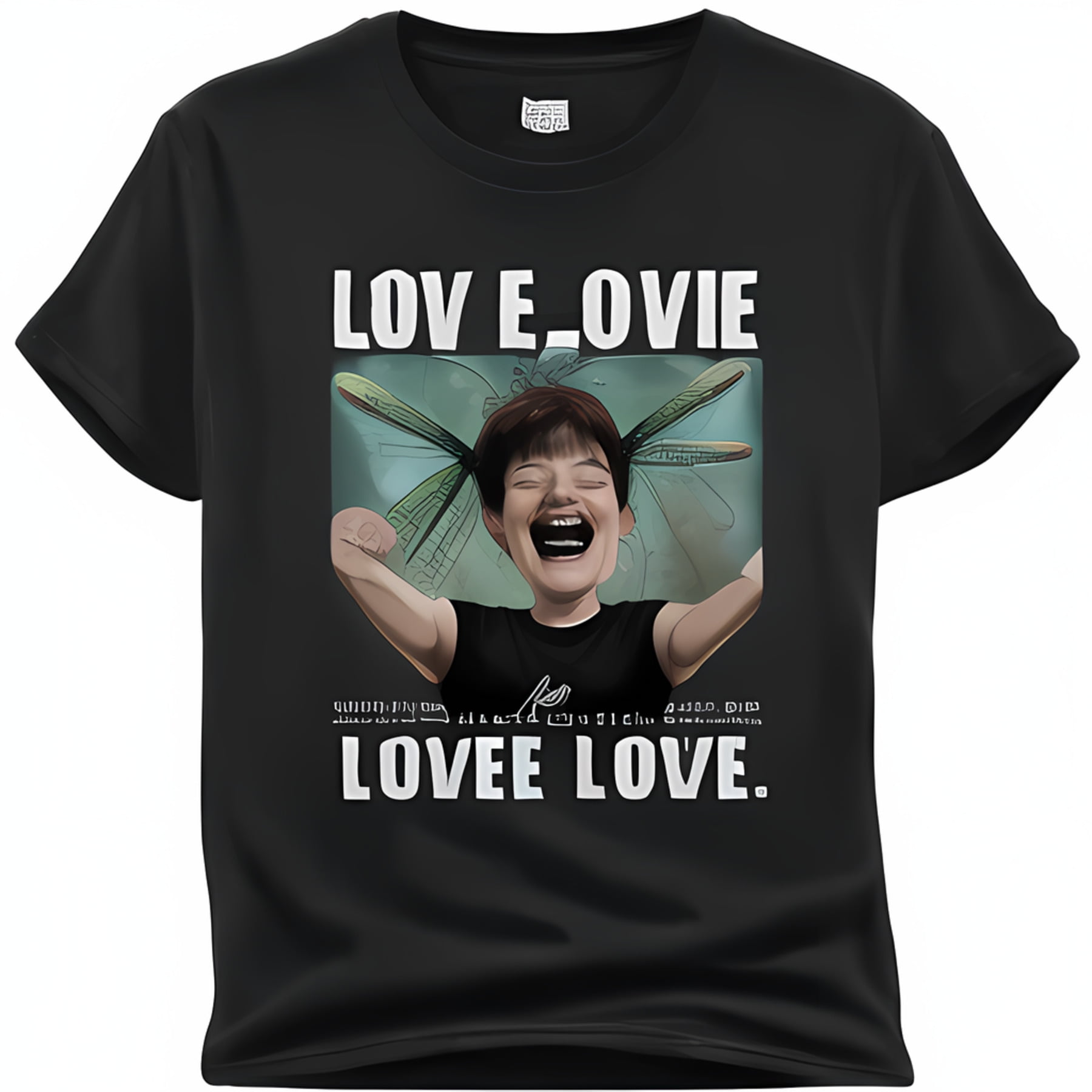Dragonfly Yushiro Love Love Black T-Shirt Heartwarming Graphic Design ...