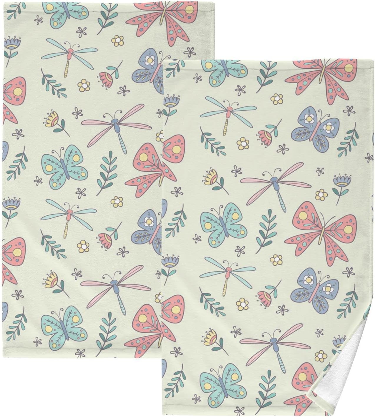 Dragonfly and Butterfly Towels Set of 2, Super Soft Absorbent Hand ...