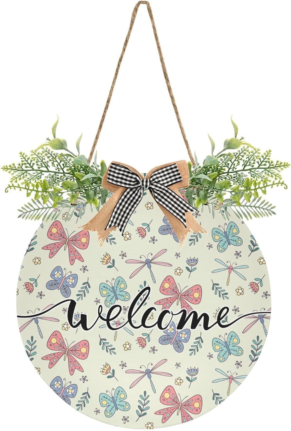 Dragonfly and Butterfly Welcome Sign Farmhouse Front Porch Door Hanging ...