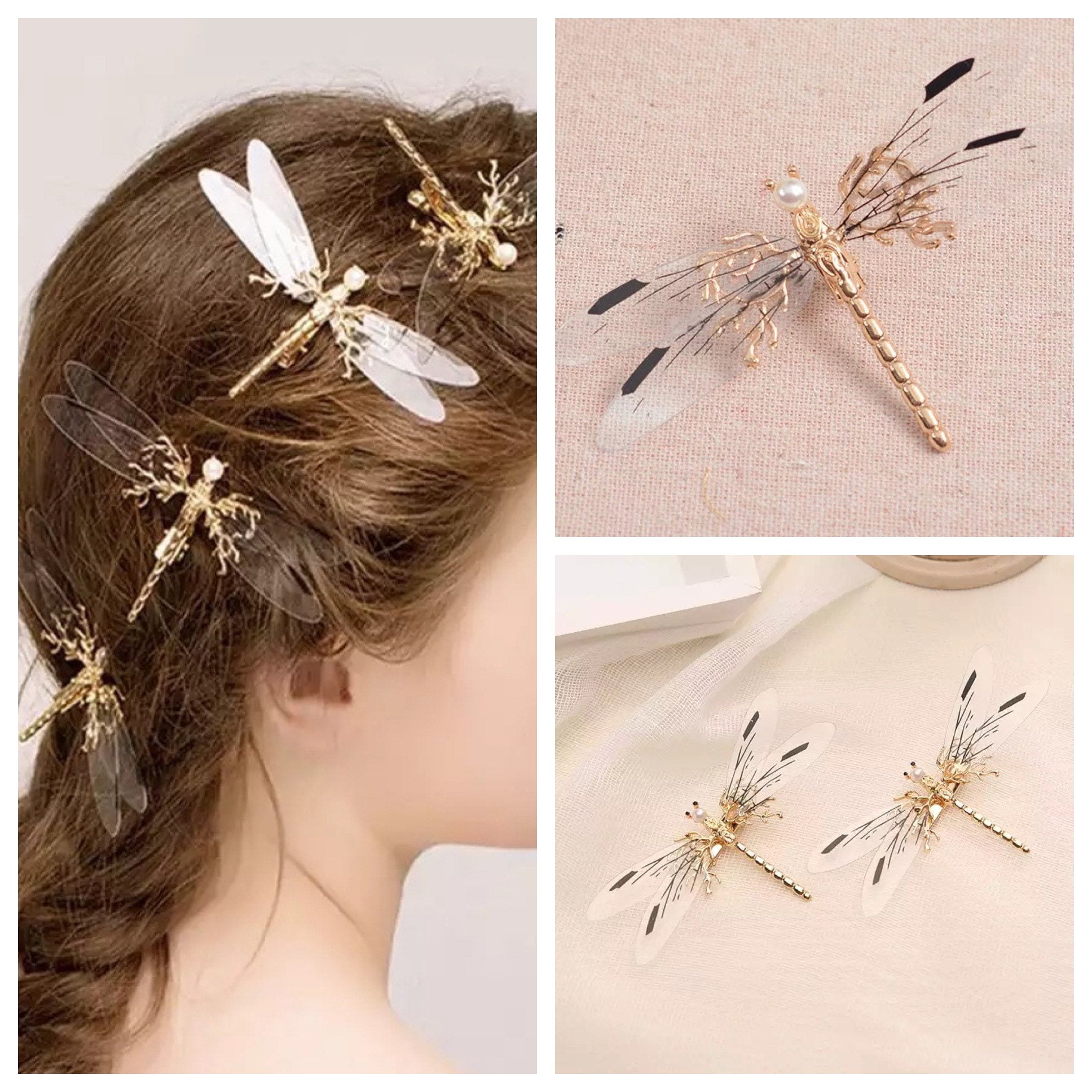 Dragonfly hair Clip (Set of 2)-Dragonfly Hair pins-Vintage Hair Clip ...