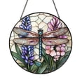 Dragonfly with Flowers Glass Style Window Hanging - Walmart.com