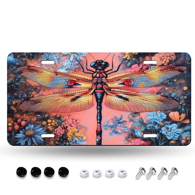 Dragonfly with Iridescent Wings License Plate Frame, Decorative Novelty ...