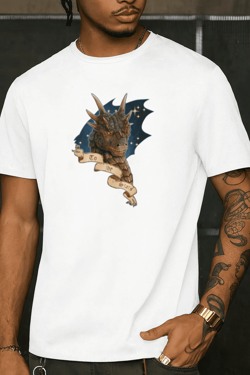 Dragonheart Draco Fantasy Portrait Look To The Stars Graphic Unisex T-Shirt, up to size 5XL ...