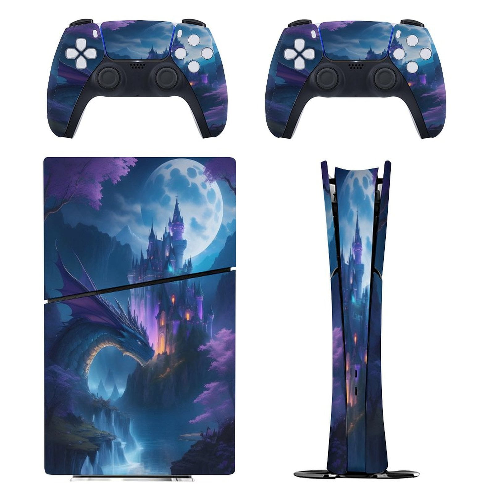 Dragons, Castles, Moonlit Nights PS5/PS5 Slim Digital Disc Skin Sticker ...