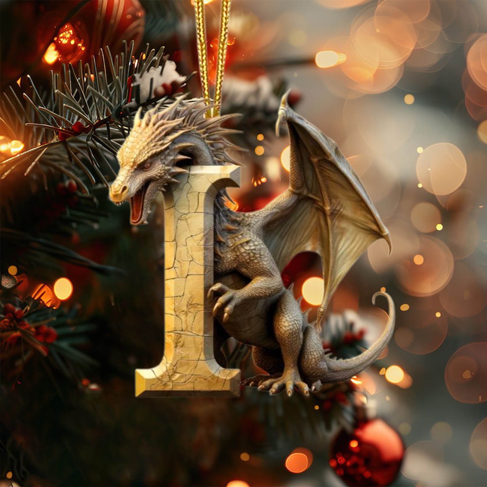 Dragons Christmas Alphabet Ornaments,26 Letters Christmas Tree Dragons ...