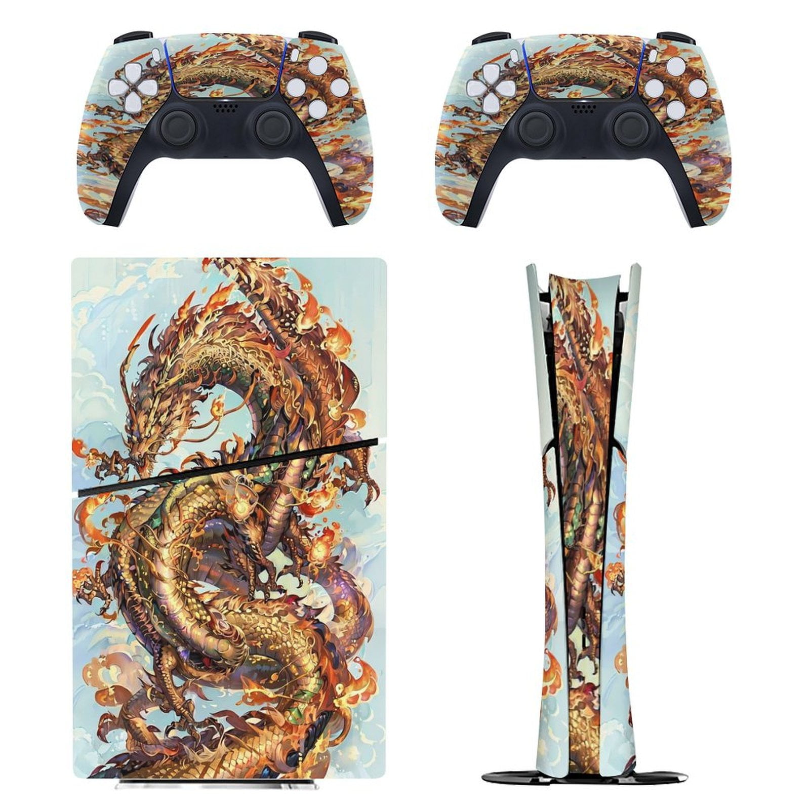 Dragons, Fireballs, Clouds PS5/PS5 Slim Digital Disc Skin Sticker For ...