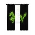 Dragons Flames Blackout Curtains 84 Inch Length Green Dragon Abstract ...