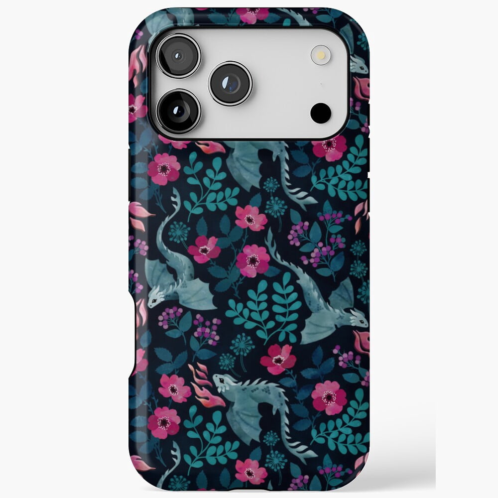 Dragons Floral in Dark Jewel Tones Gothic Mythic Animal Case for iPhone ...