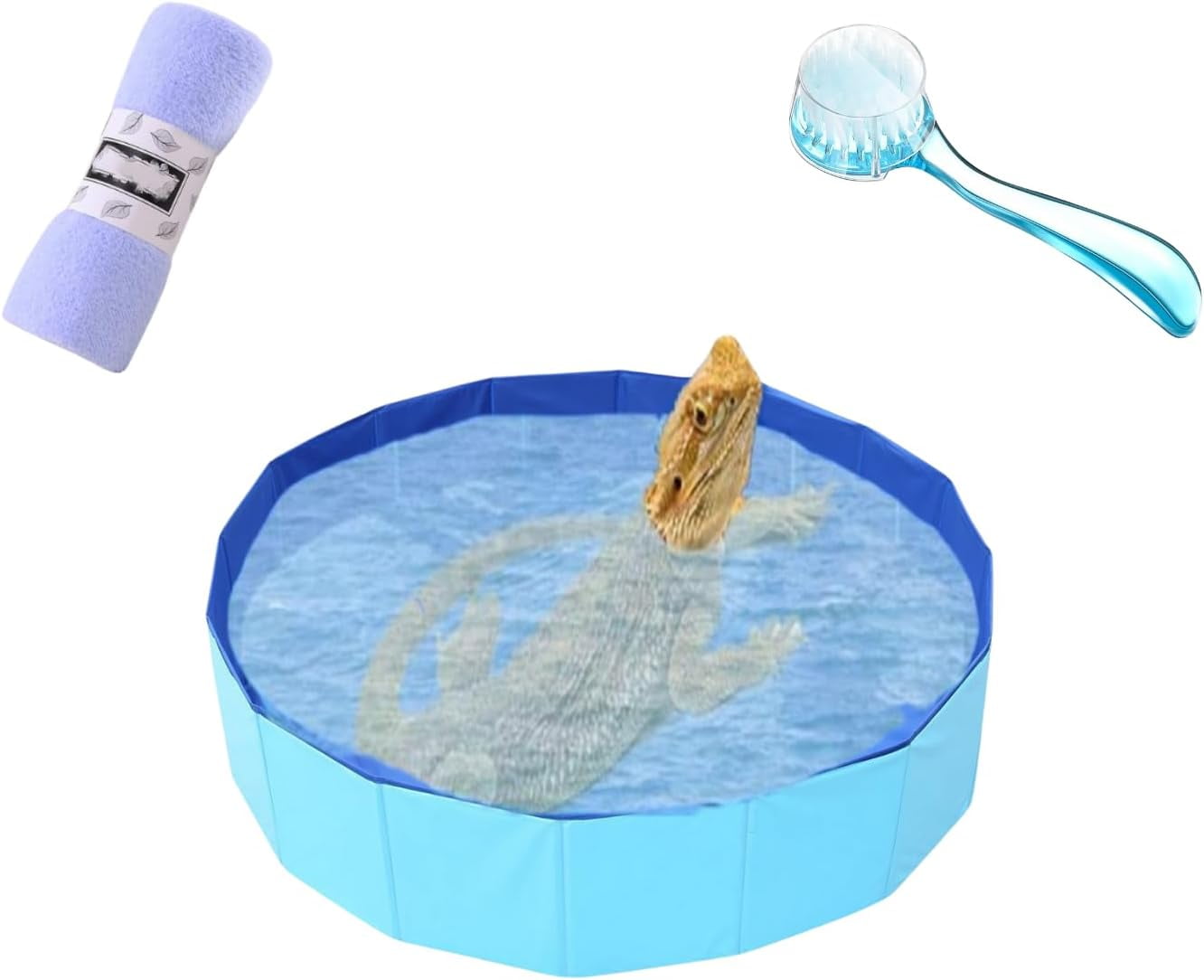 Dragons Foldable Bathtub with Soft Brush and Towel Set Reptile ...