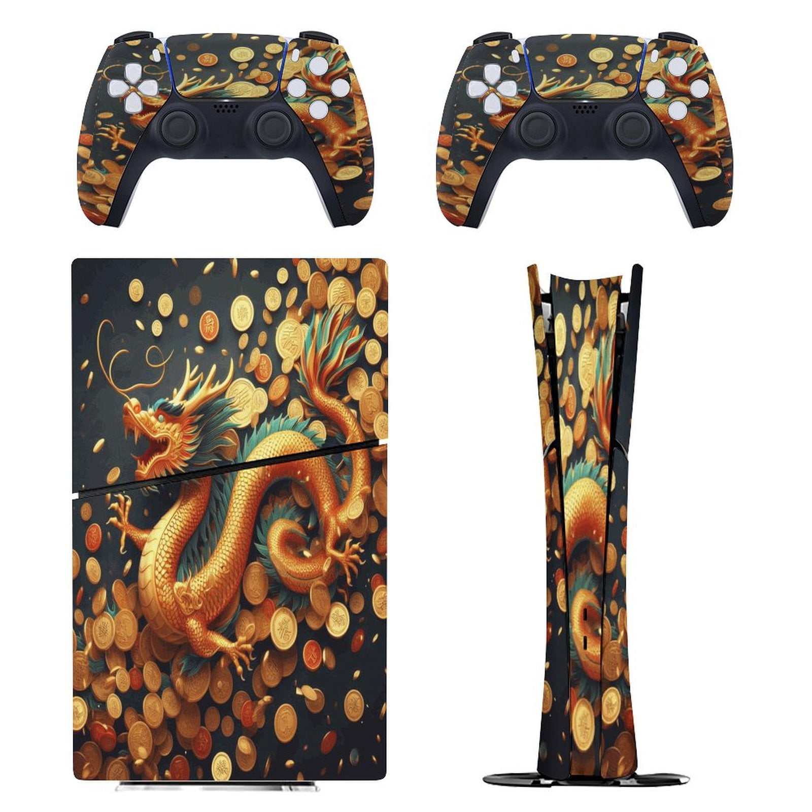 Dragons, Gold Coins PS5/PS5 Slim Digital Disc Skin Sticker For Console ...