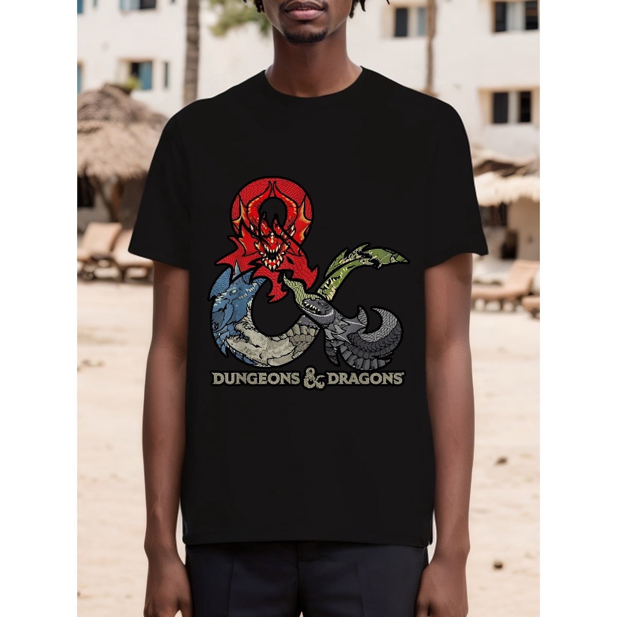 Dragons In Logo DND 29002 funny Mens Short Sleeve Graphic T-shirt ...