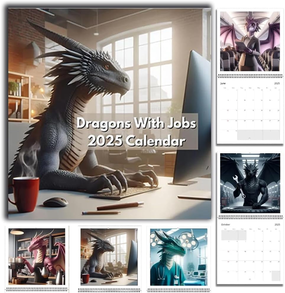 Dragons with Jobs 2025 Calendar, 2025 Wall Calendar - Funny Dragons ...