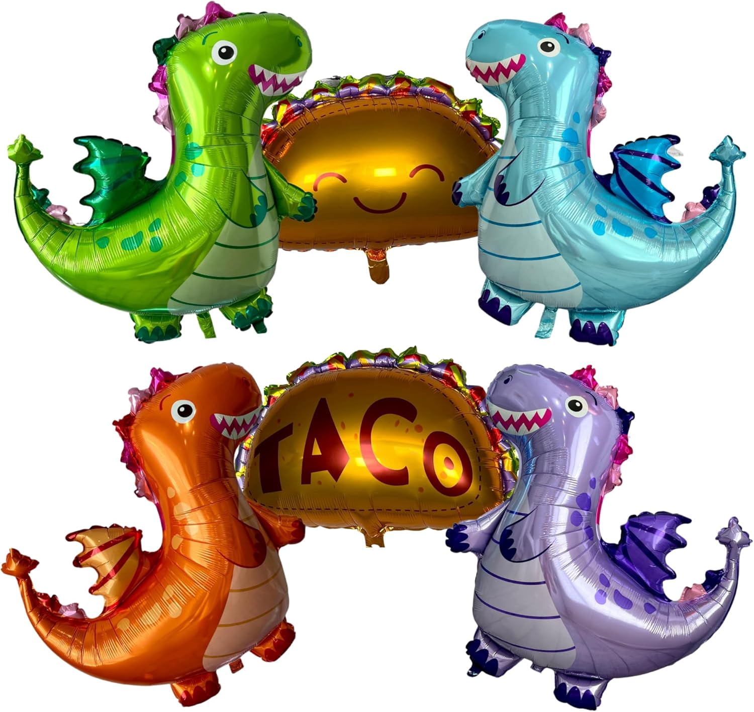 Dragons Love Tacos Foil Balloons Kids Birthday Party Set - Birthday ...