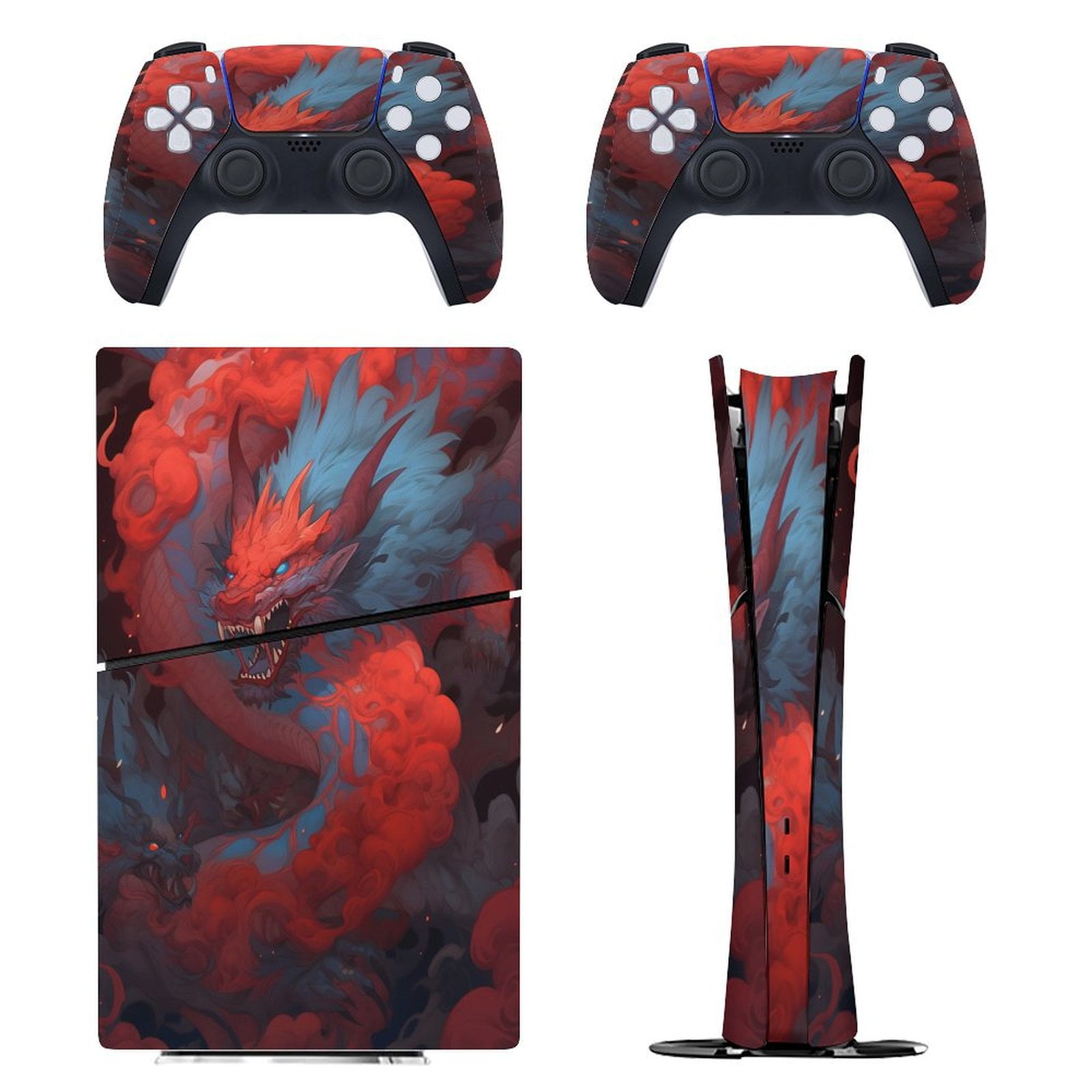 Dragons, Red And Blue, Clouds PS5/PS5 Slim Digital Disc Skin Sticker ...
